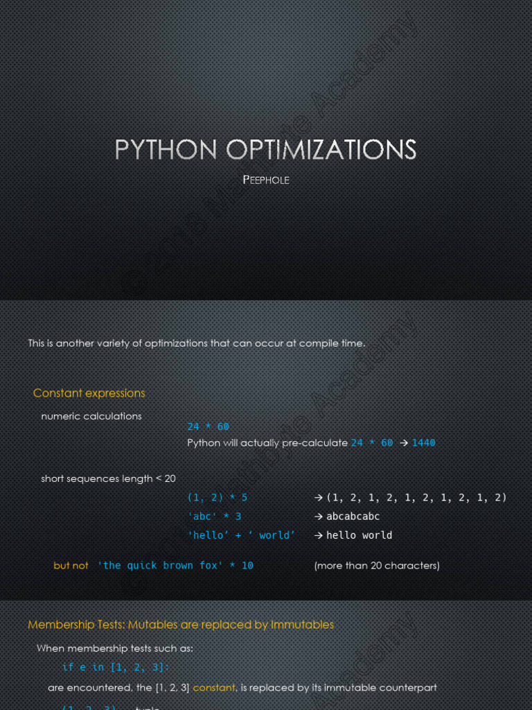 14 - Python Optimizations - Peephole | PDF