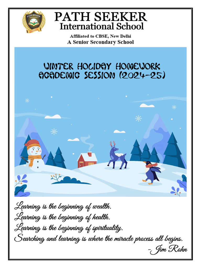 Class X Winter Holiday Homework | PDF