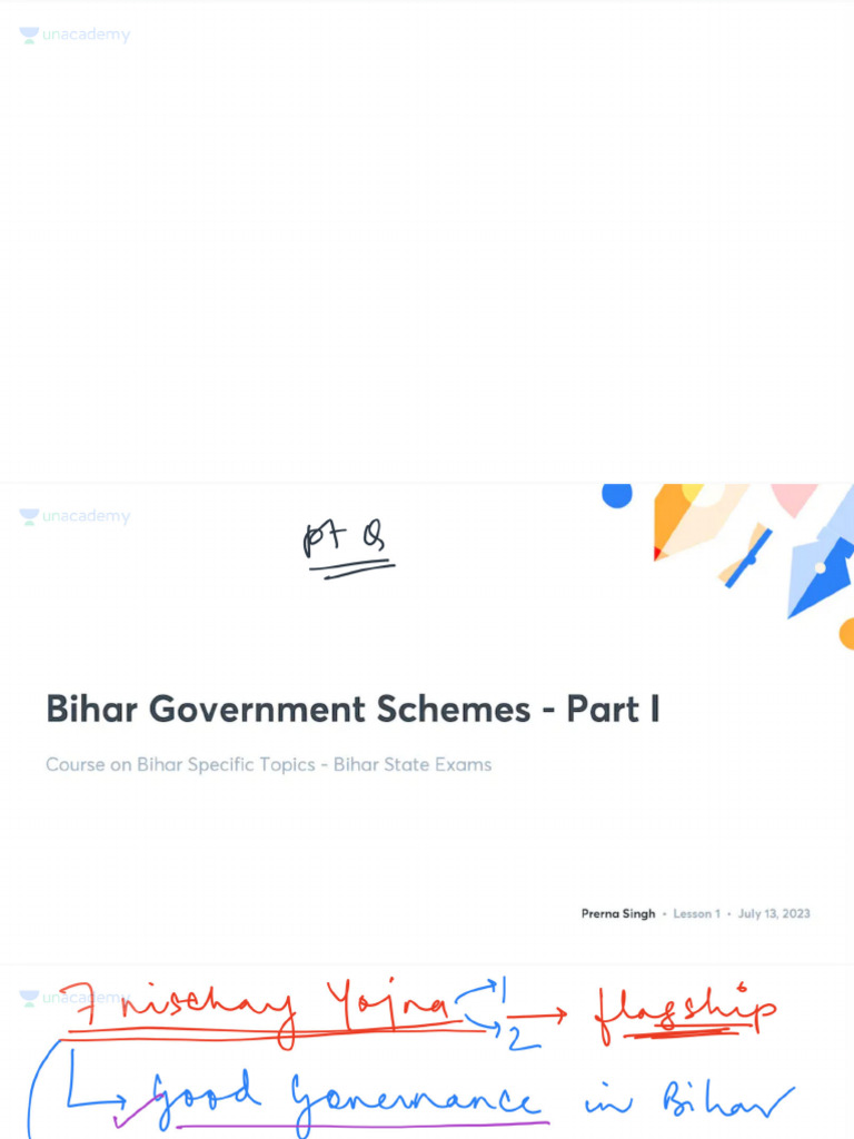 Bihar Government Schemes Part I With Anno | PDF