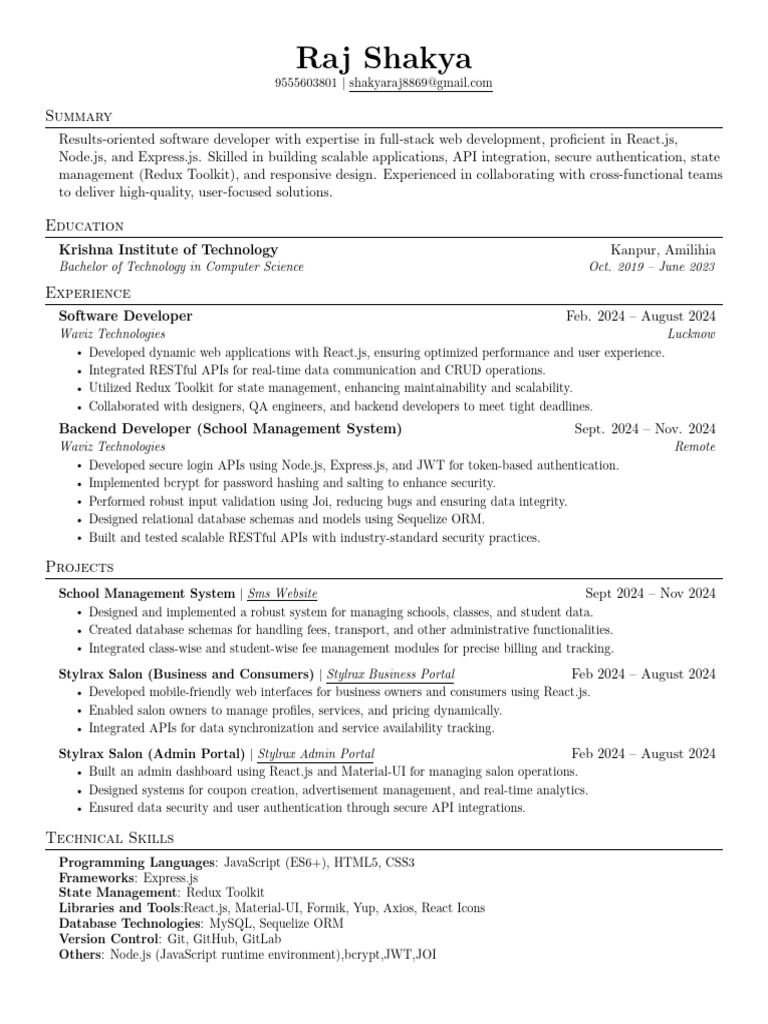 16_oct_resume | PDF | Databases | Java Script
