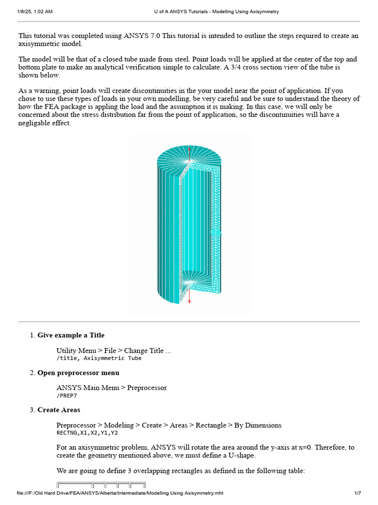Axisymmetric Modelling in ANSYS Tutorial | PDF | Finite Element Method ...