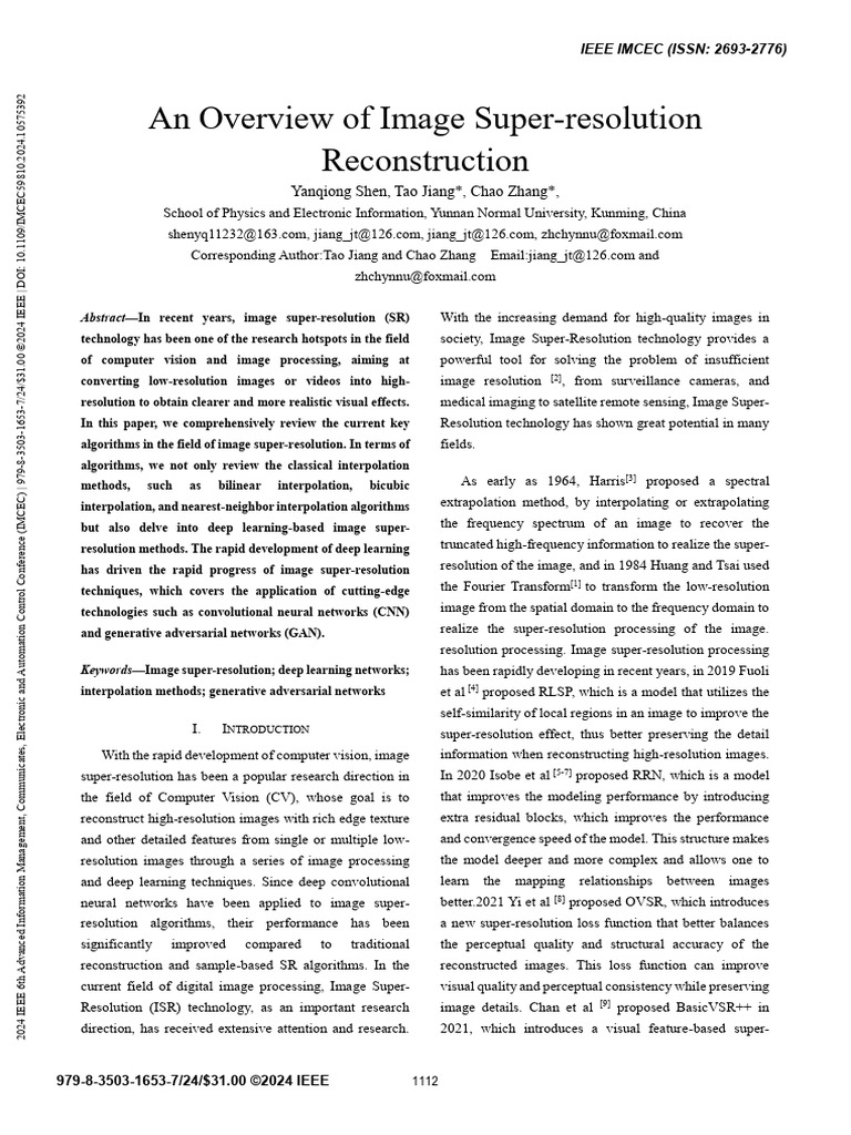 An Overview of Image Super-Resolution Reconstruction | PDF | Deep ...