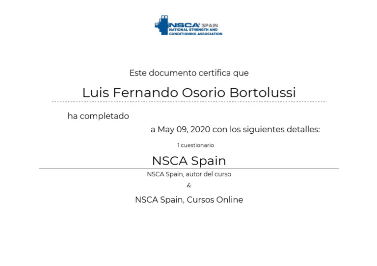 Certificado NSCA: Estrategias de Entrenamiento | PDF