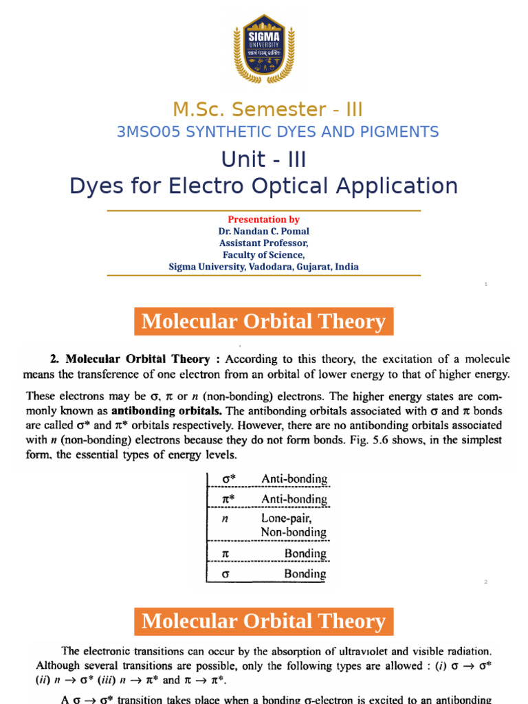 Synthetic Dyes in Electro-Optical Applications | PDF | Dye | Oled