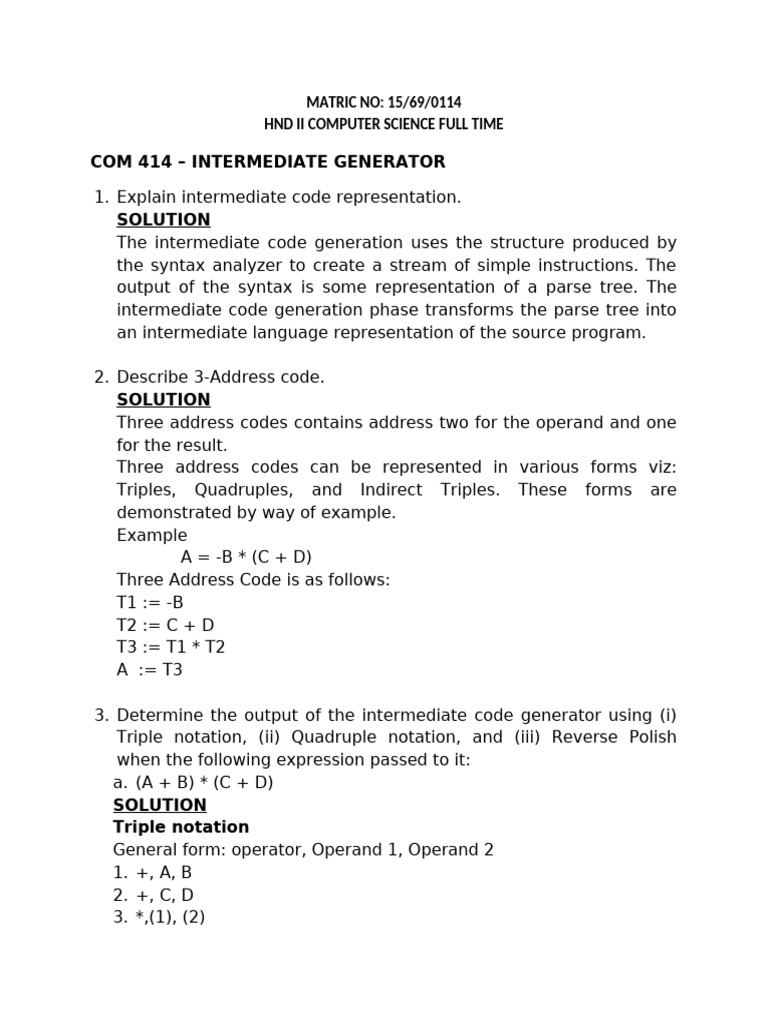 Com 414 Intermediate Generator | PDF