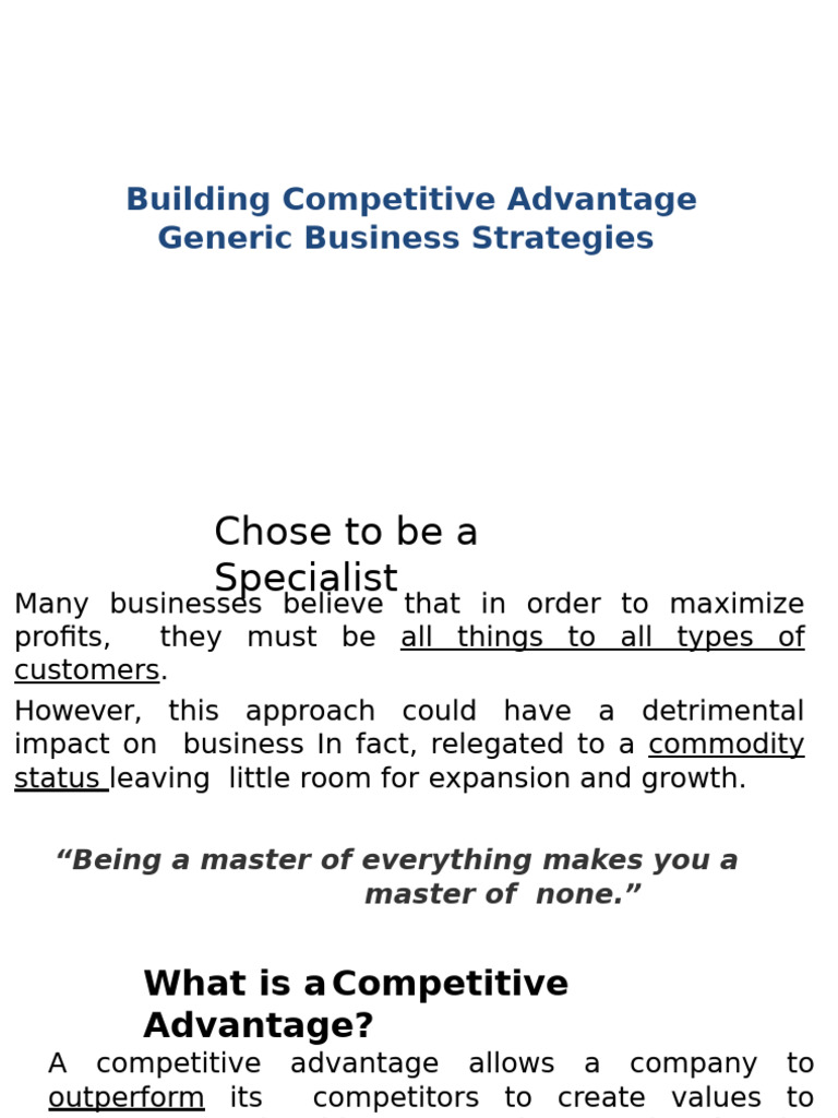 Strategies for Building Competitive Advantage | PDF | Competitive ...