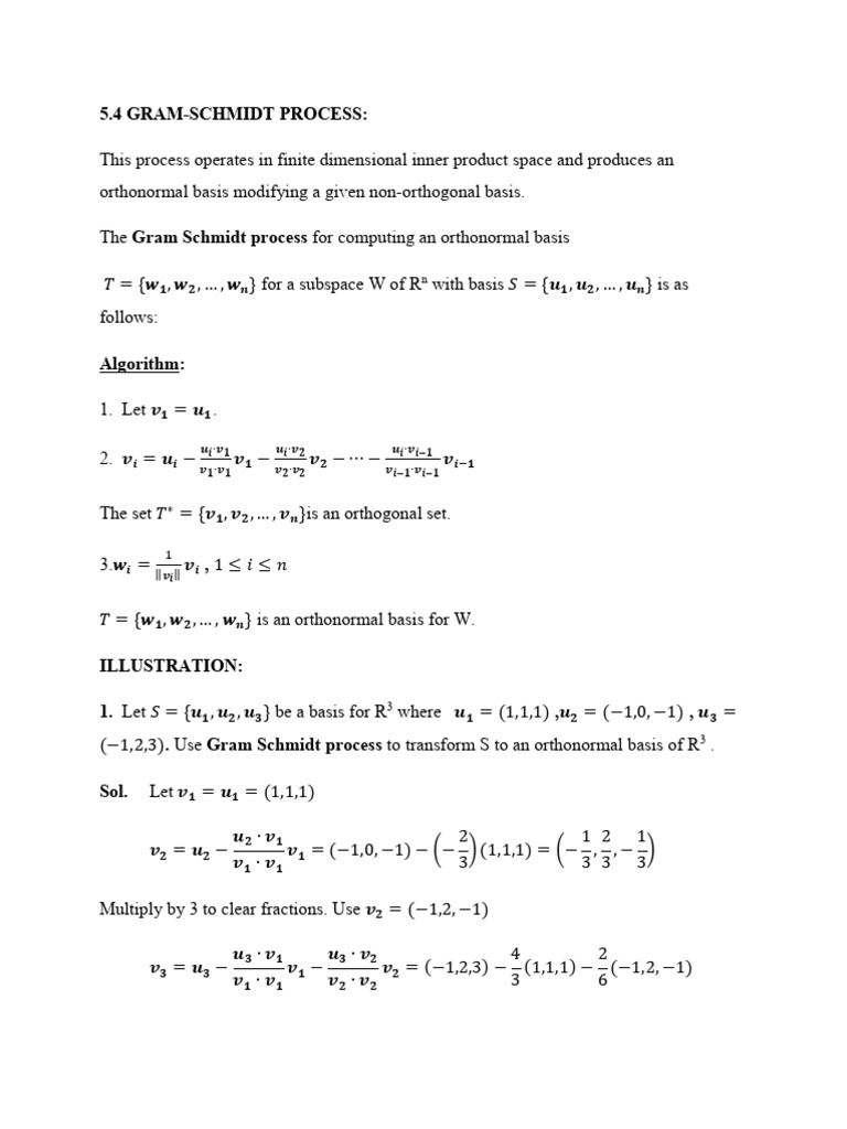 5.4 Gram Schimdt orthogonalization process | PDF