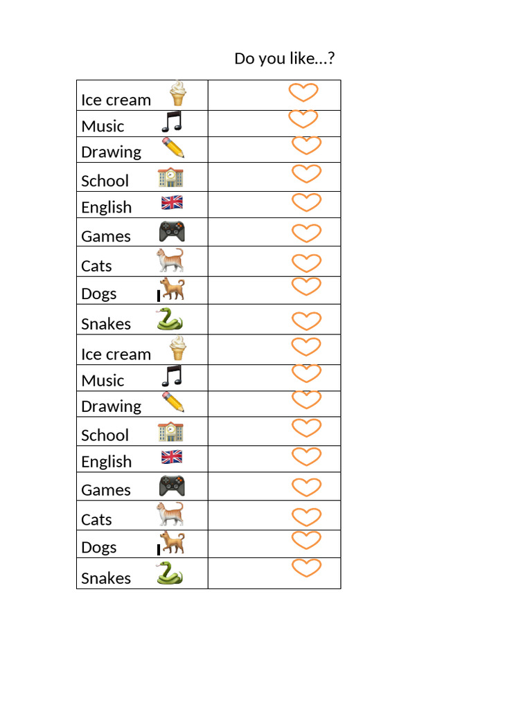 First Lesson Idea 1 Likes and Dislikes | PDF