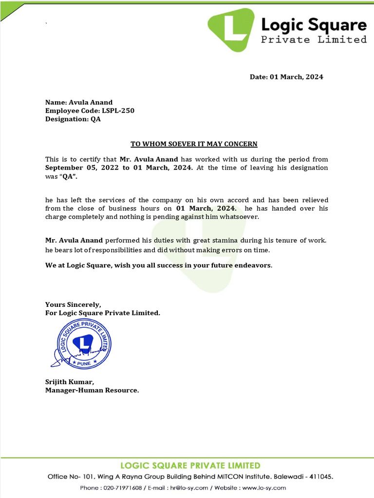 Logic Square Service Letter (12) | PDF