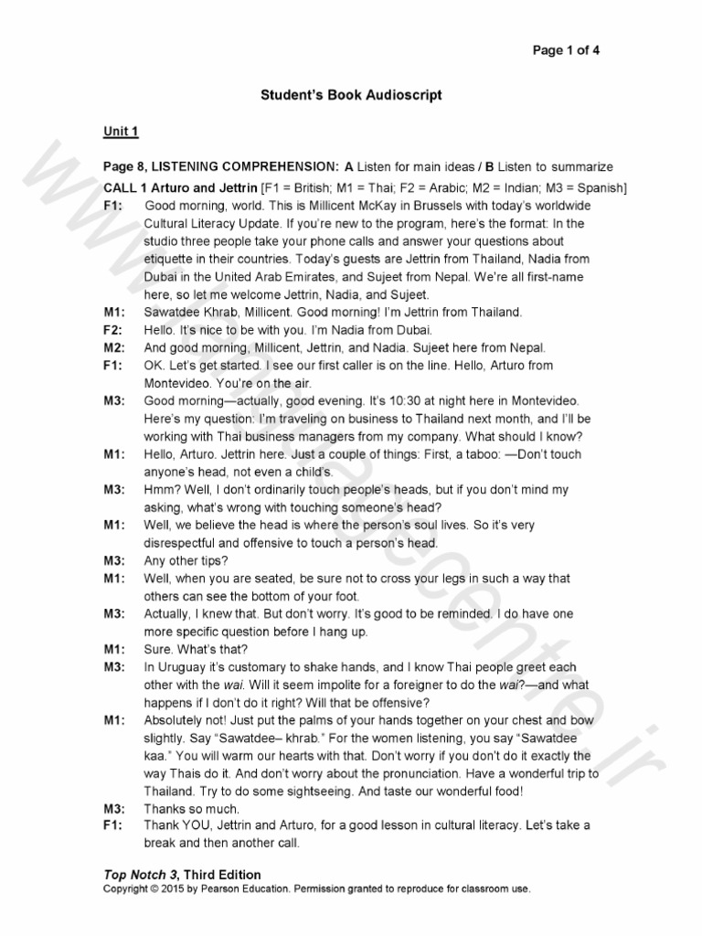 Top Notch 3a Script Third Edition | PDF