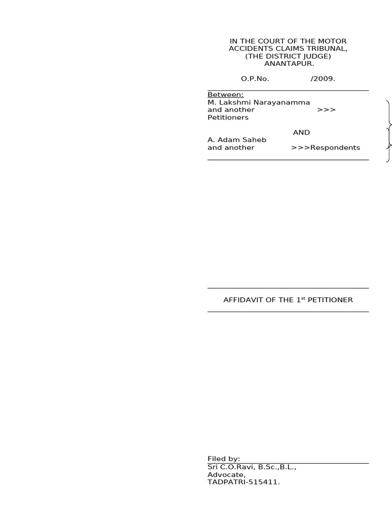 Affidavit of The First Petitioner | PDF