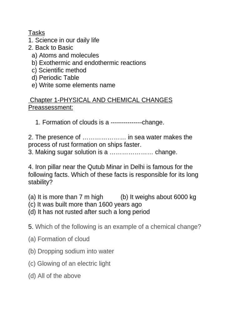 Physical and Chemical Changes Notes Grade7 | PDF | Rust | Iron