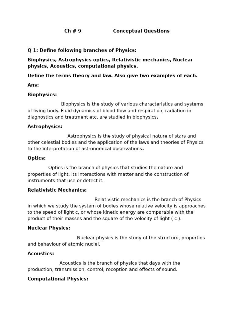 ch 9 S Q | PDF | Physics | Mechanics