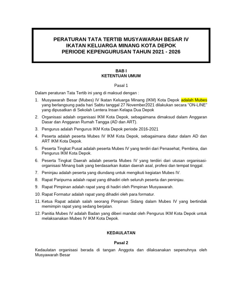 Mubes Iv - Tata Tertib Mubes - Fa | PDF