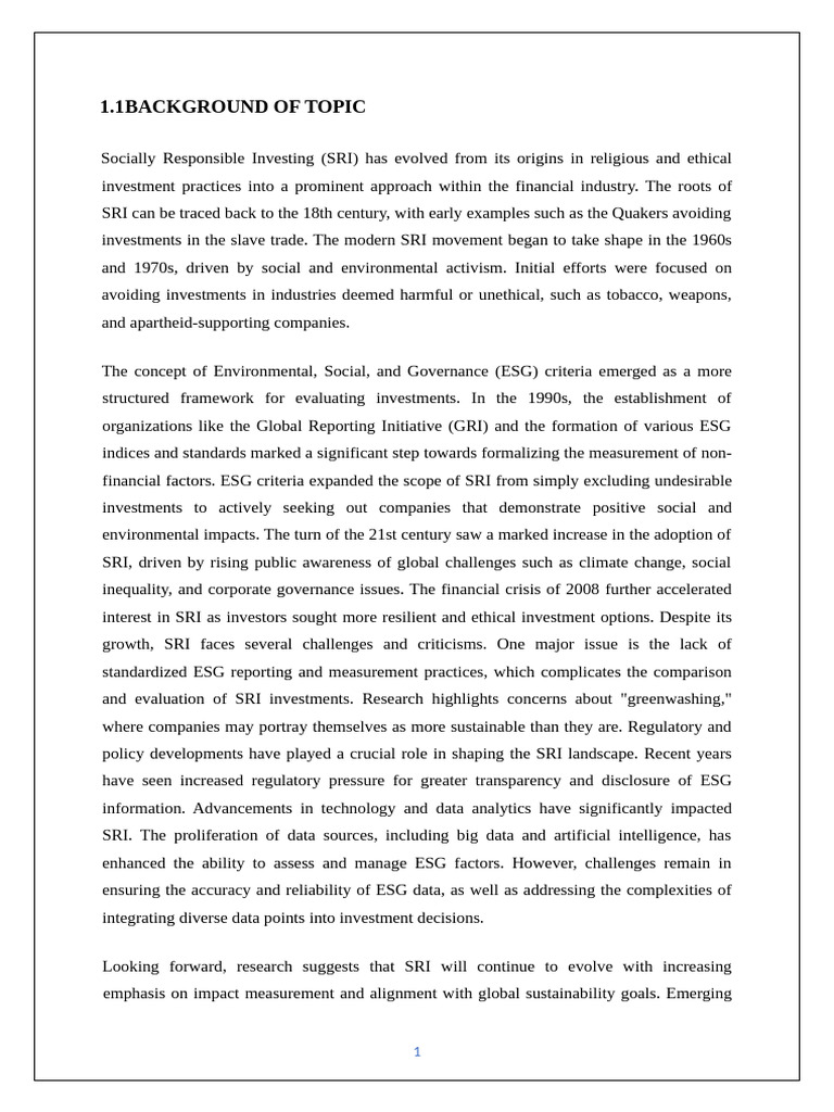 Project | PDF | Investing | Corporate Social Responsibility