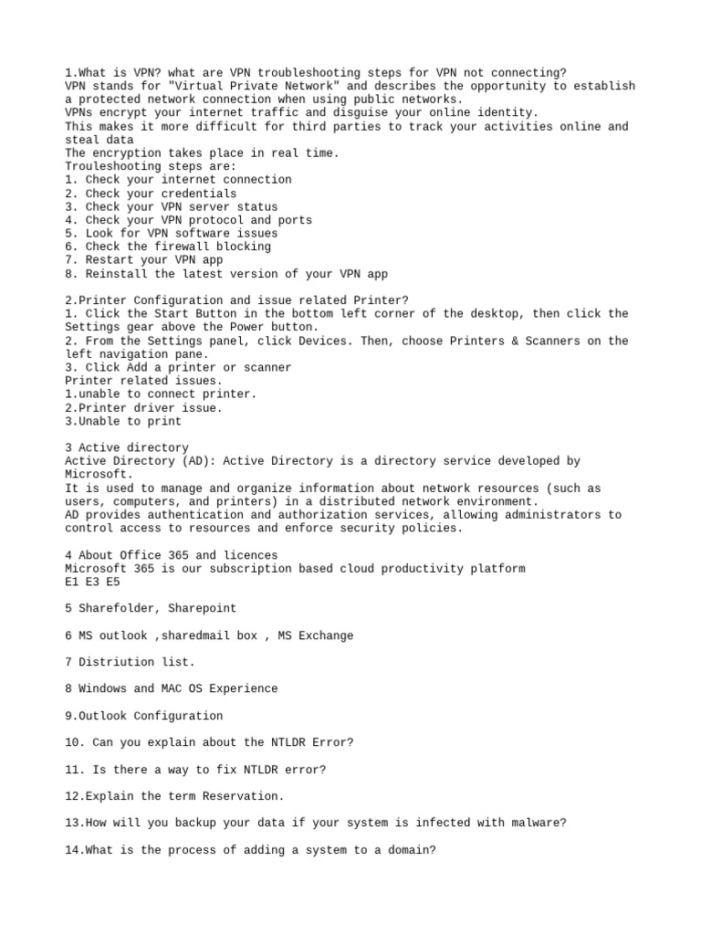 Experienced Questions | PDF | Active Directory | Virtual Private Network