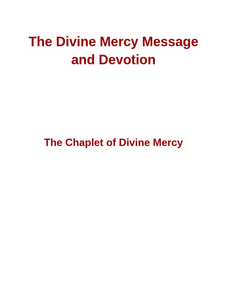The Divine Mercy Message and Devotion | PDF | Mercy | Lord's Prayer