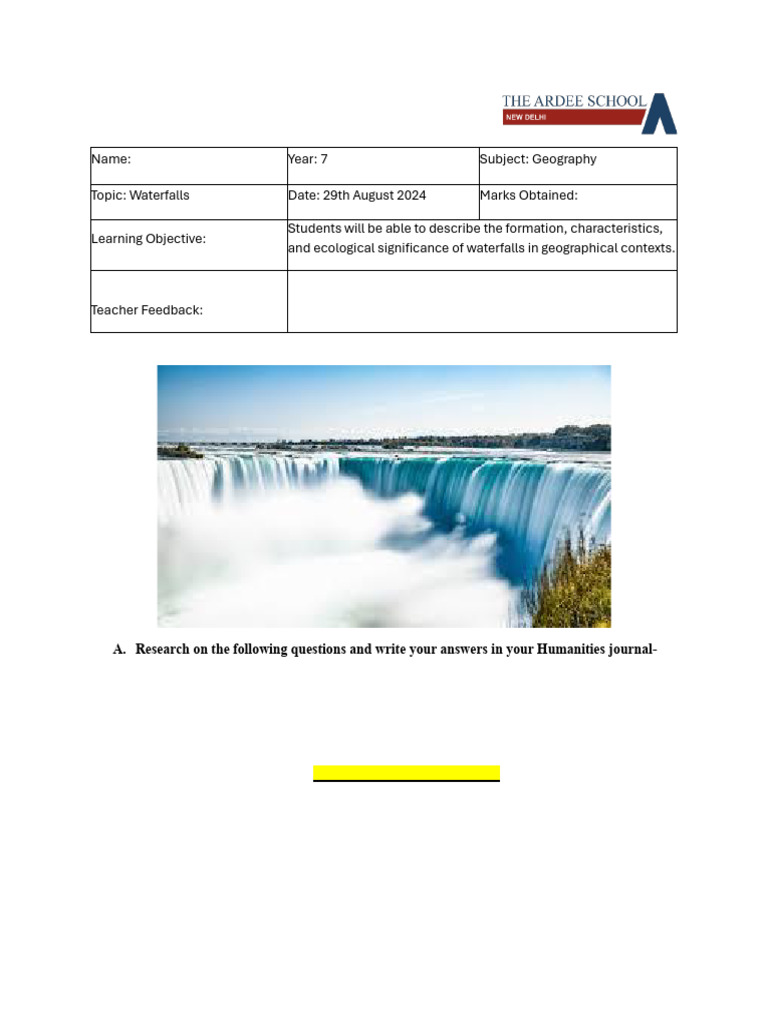 123131233WORKSHEET_ON_WATERFALLS | PDF