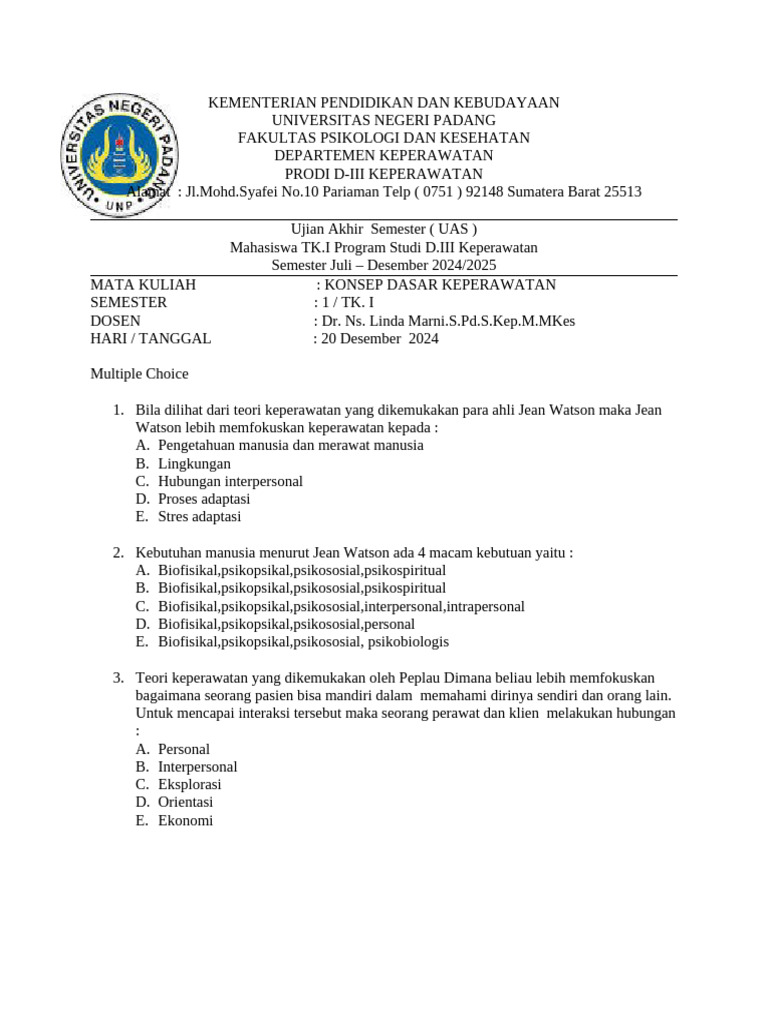 Uas KDK Desember 2024 | PDF