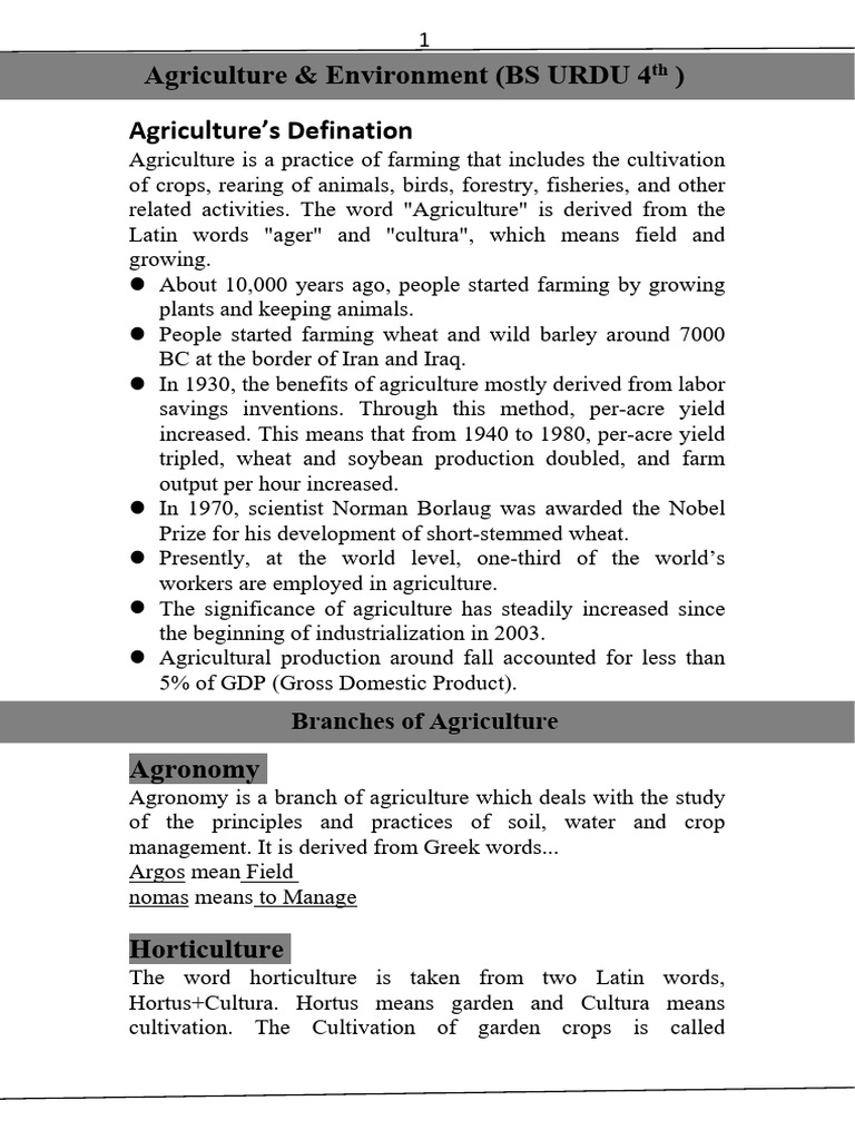 Agriculture part 1 | PDF | Agriculture | Natural Environment