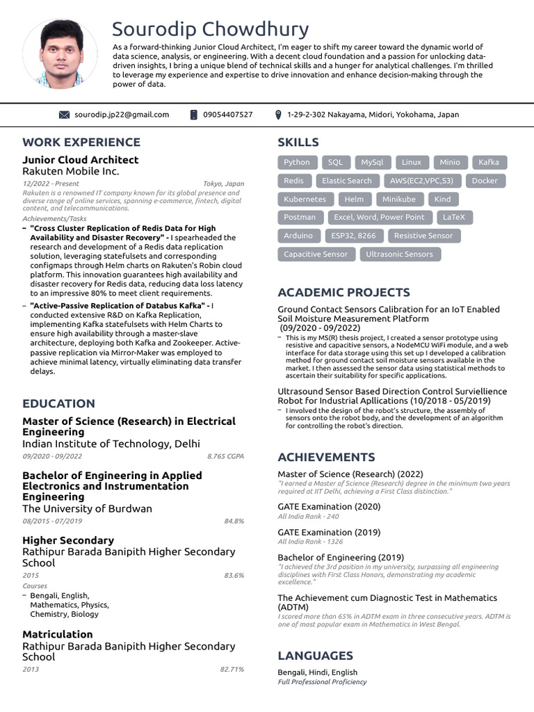 Sourodip's Resume-1 | PDF | Master Of Science | Engineering
