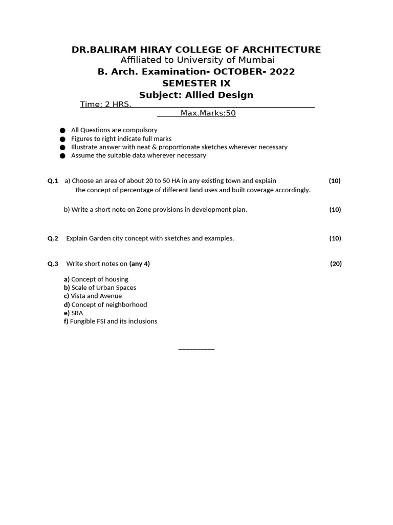 October 2022- Sem 9- Allied Design | PDF