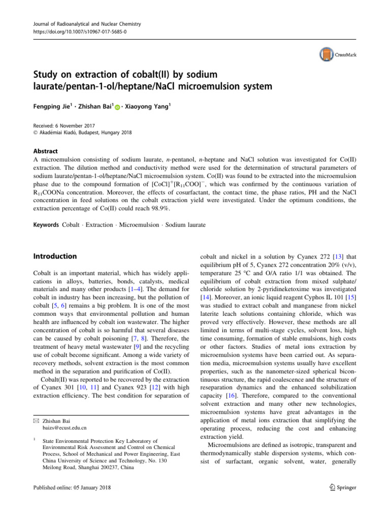 17.study On Extraction of Cobalt (II) by Sodium Laurate Pentan-Ol ...