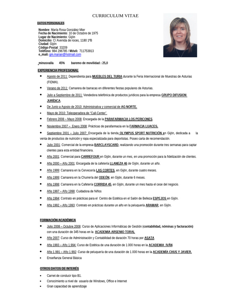 Curriculum_ex MARIA ROSA | PDF | Business