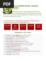 Easy Homemade Palak Paneer Recipe | PDF | Indian Cuisine | Foods