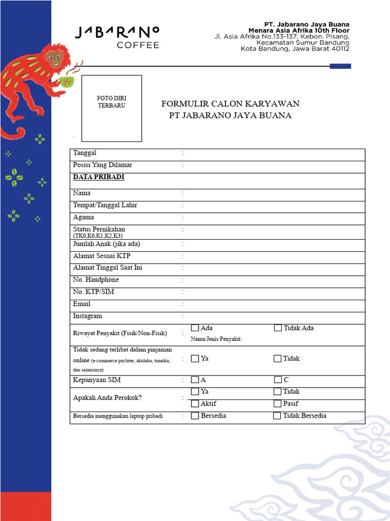 Form Calon Karyawan (+foto) | PDF