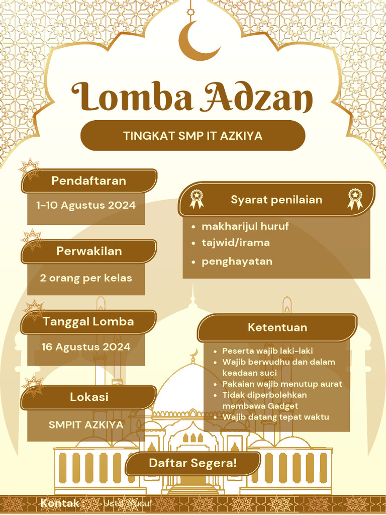 Cokelat Tua Dan Kuning Gradasi Dekoratif Islam Lomba Adzan A4 | PDF