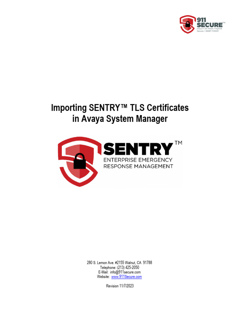 Importing Sentry TLS Certificates in Avaya System Manager | PDF ...