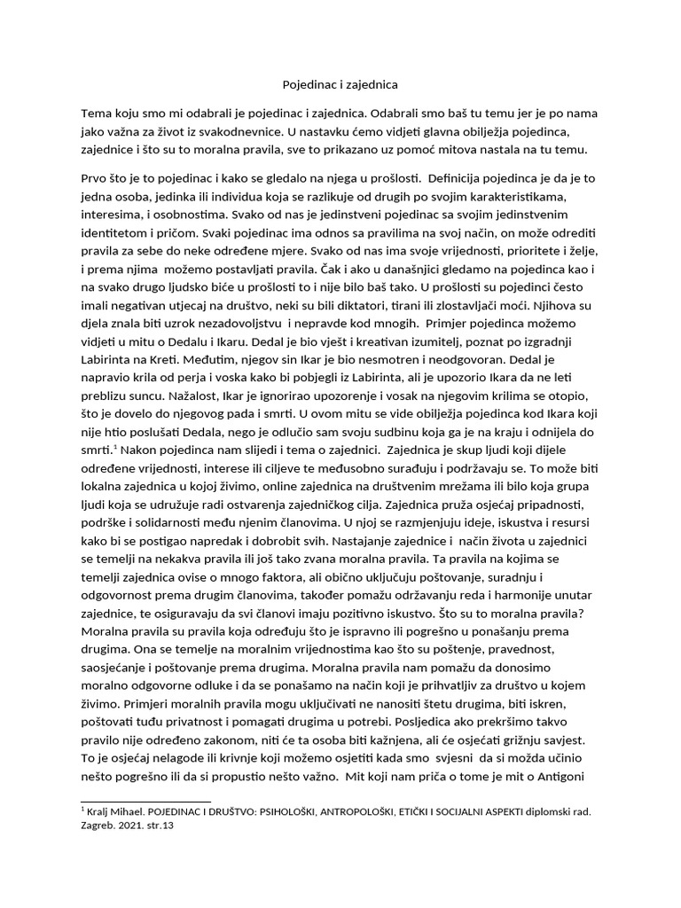 Pojedinac i zajednica | PDF