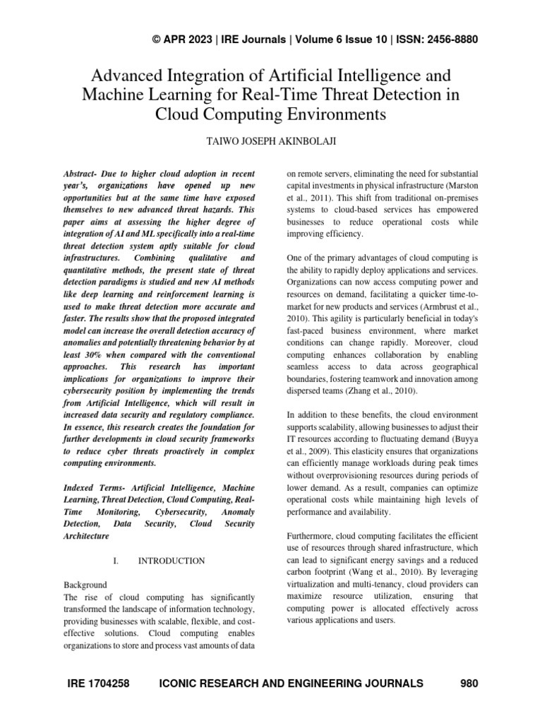 Advanced Integration of Artificial Intel | PDF | Cloud Computing ...