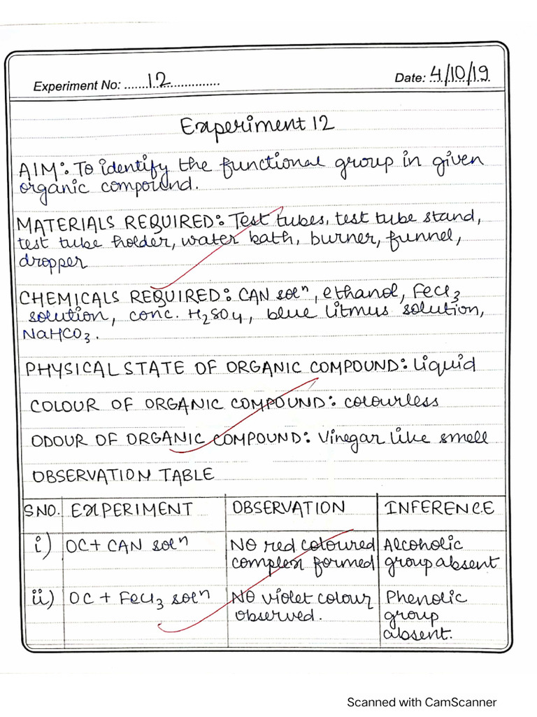 XII. Exp. No. 12 - Functional Group Analysis | PDF