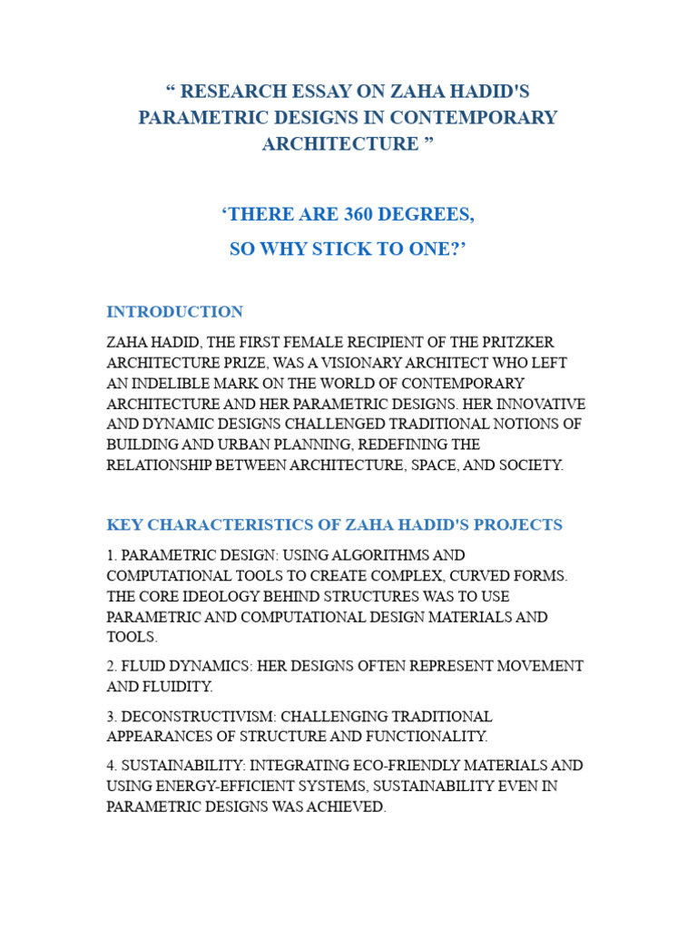 Research Essay 2000 Words Zaha Hadid | PDF | Design