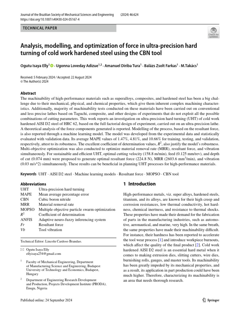 Analysis Modelling and Optimization of Force in Ul | PDF | Machining | Force