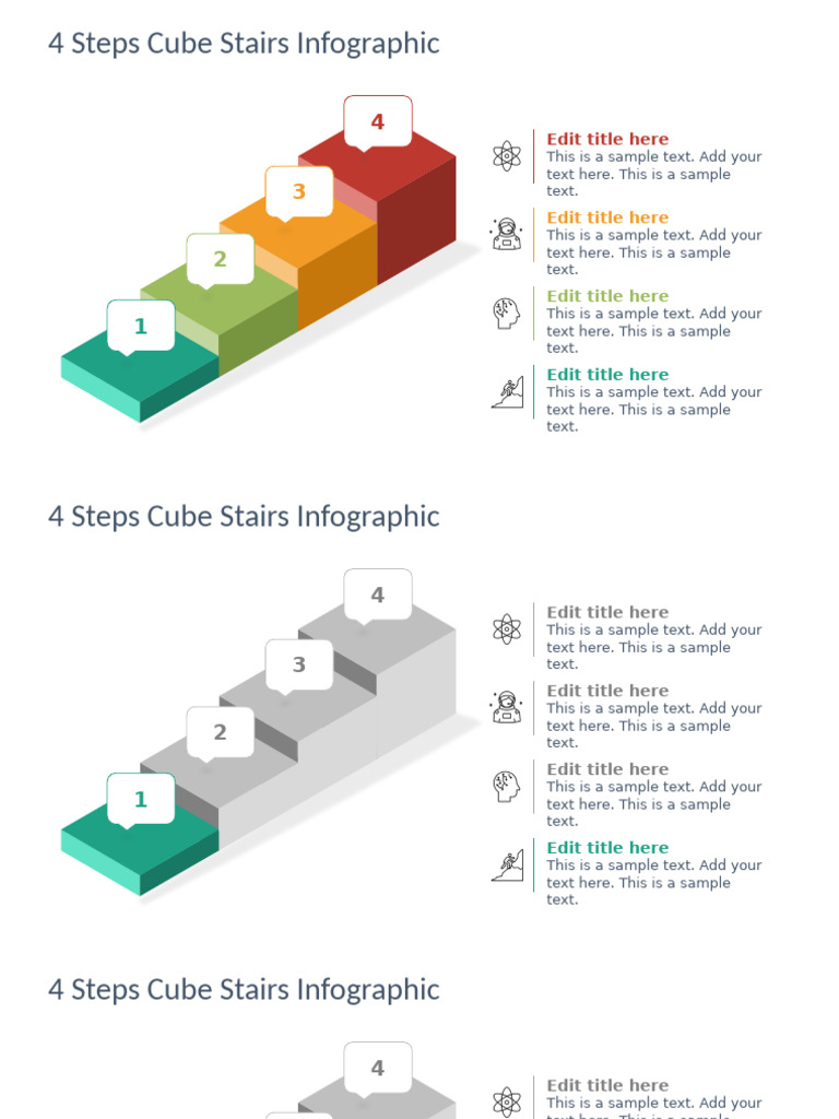 4 Steps 3D Cube Stairs PowerPoint Diagram | PDF