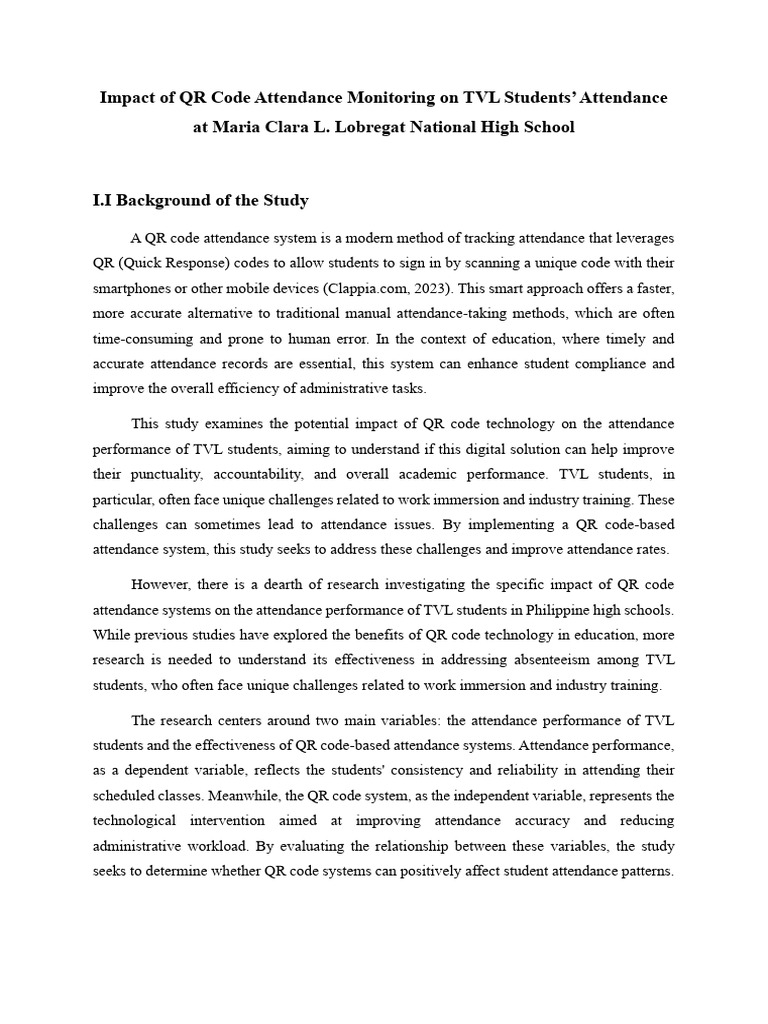 QR Code Impact on TVL Student Attendance | PDF | Qr Code | Usability