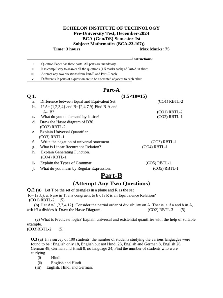 PUT Question Paper Solution | PDF | Theoretical Computer Science | Logic