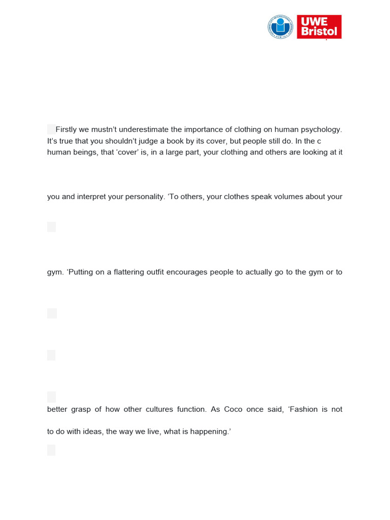 Reading Text - Clothes in Society | PDF | Clothing | Textiles