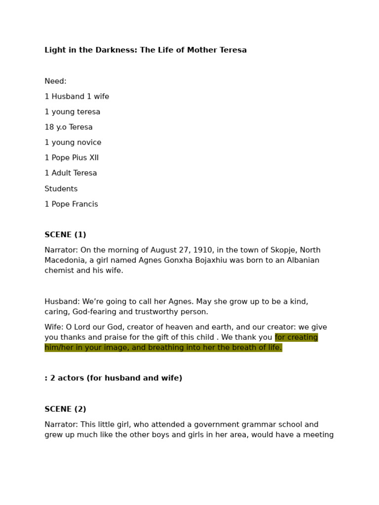 Sir Don Don w Script | PDF | Mother Teresa | Teresa Of Ávila