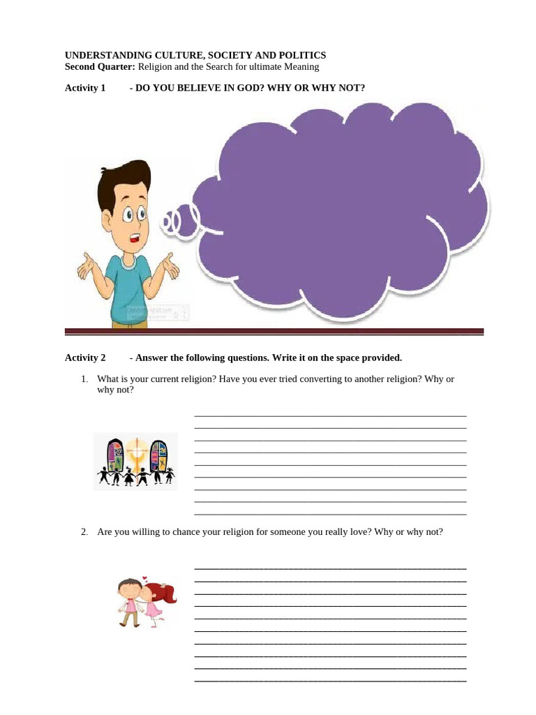 Lesson 3-UCSP Homework (Activity 1 & 2) | PDF