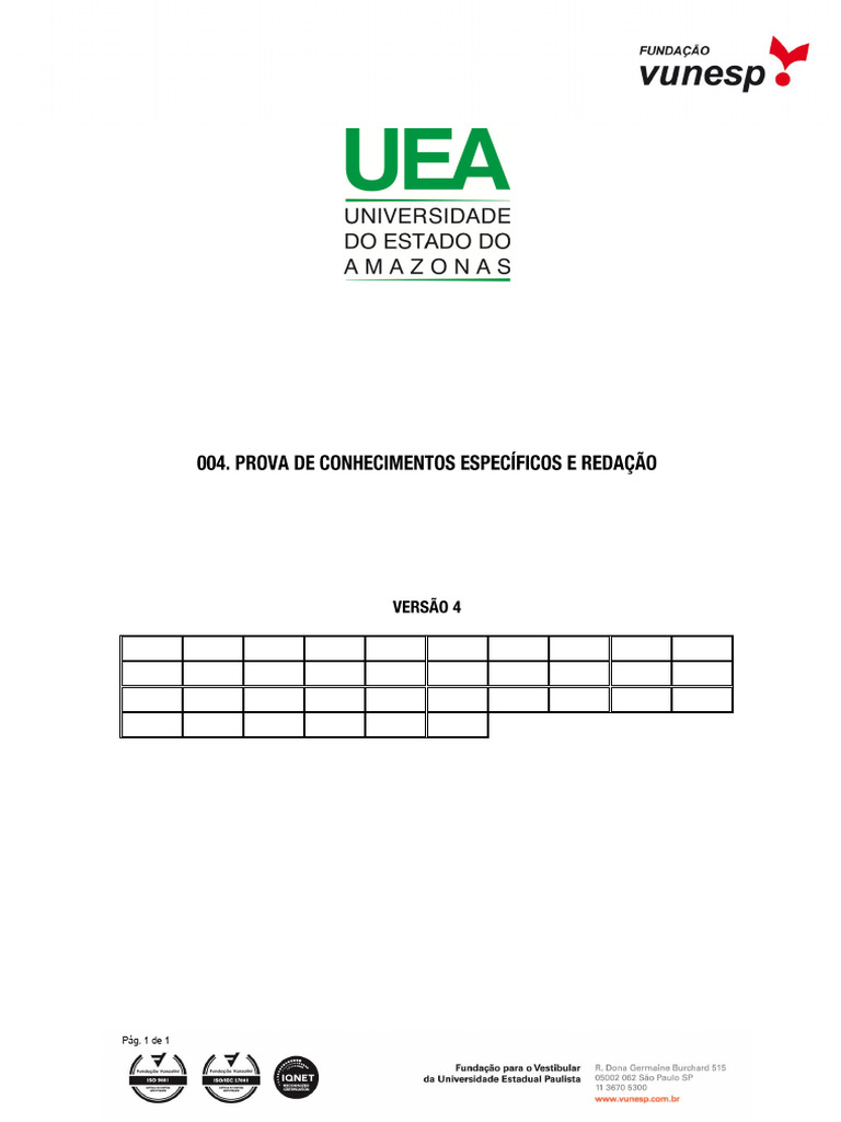 UEA 2023 Esp Exatas Gabarito | PDF