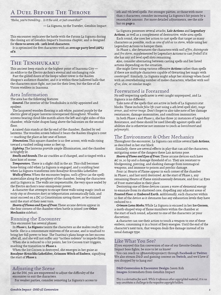 Dnd5e Fan Conversion Signora Encounter | PDF | Fires