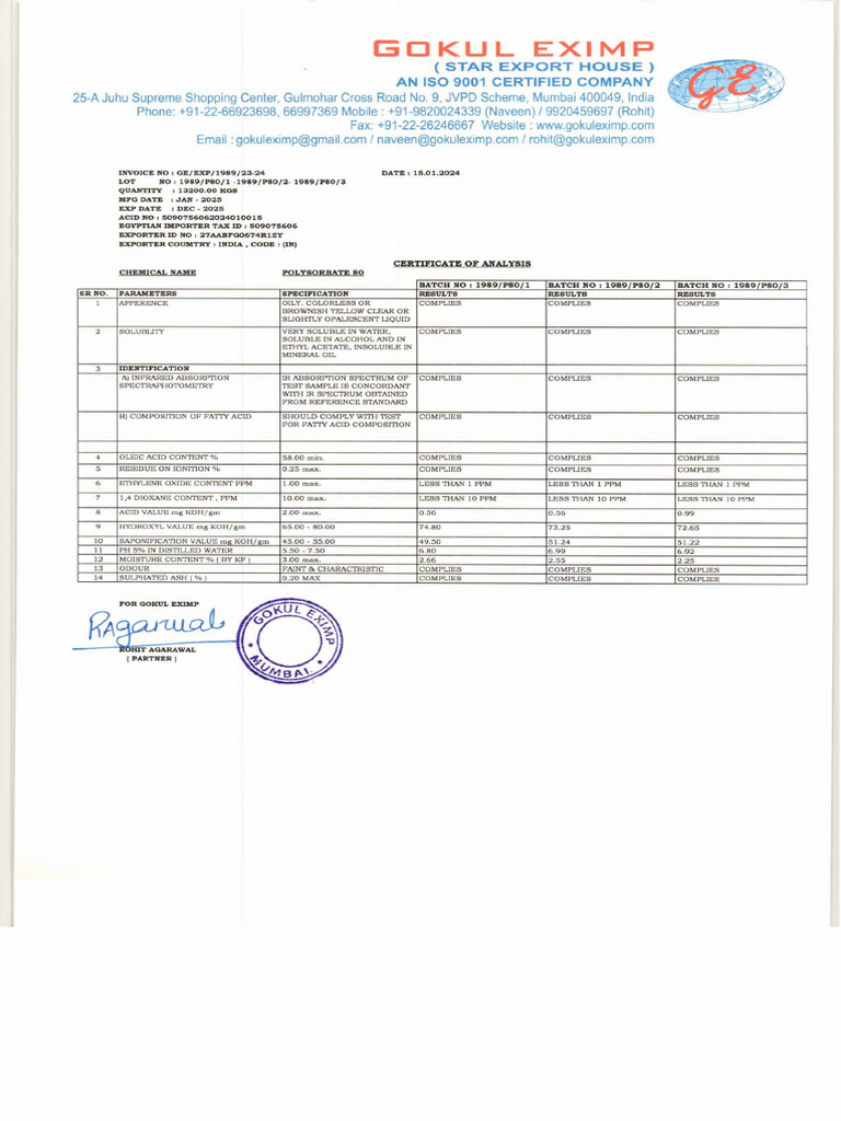 1989 Coa Polysorbate توين 80 | PDF