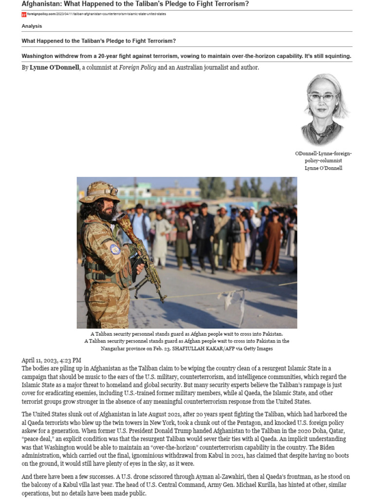 Afghanistan - What Happened To The Taliban's Pledge To Fight Terrorism ...