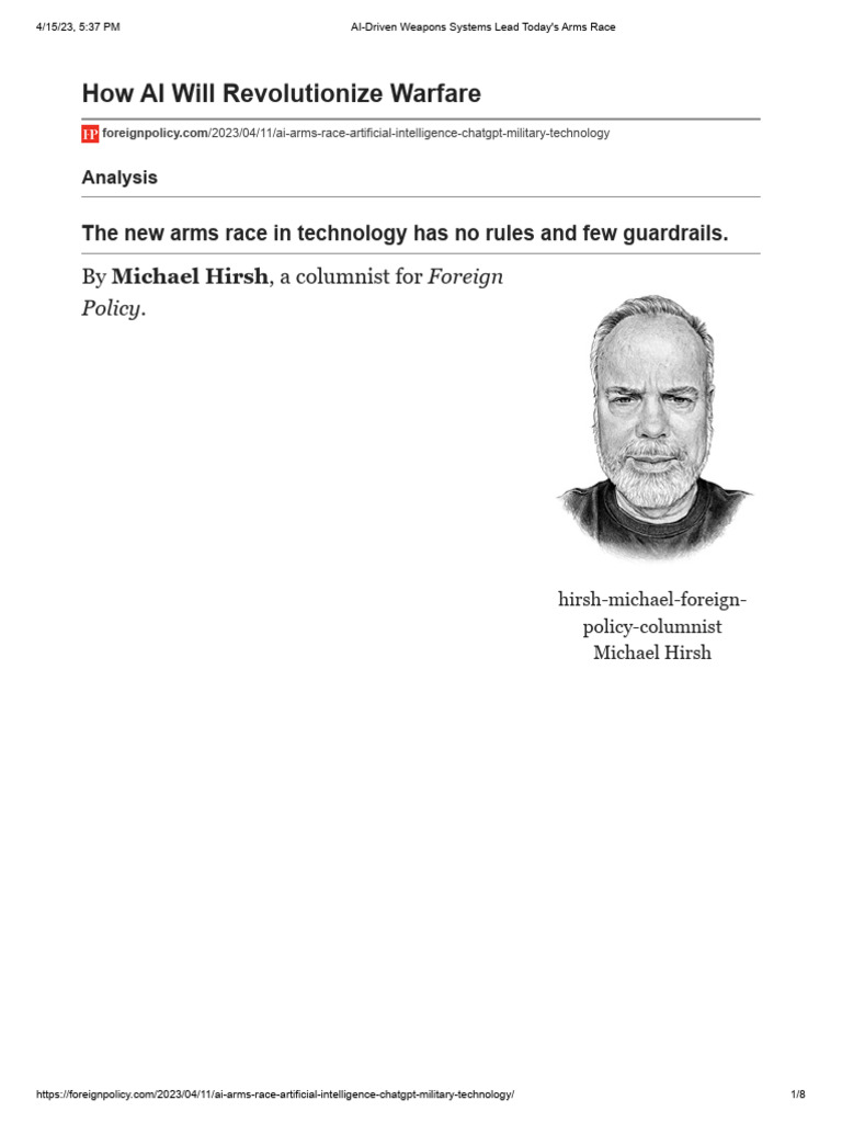 AI-Driven Weapons Systems Lead Today's Arms Race | PDF | Artificial ...