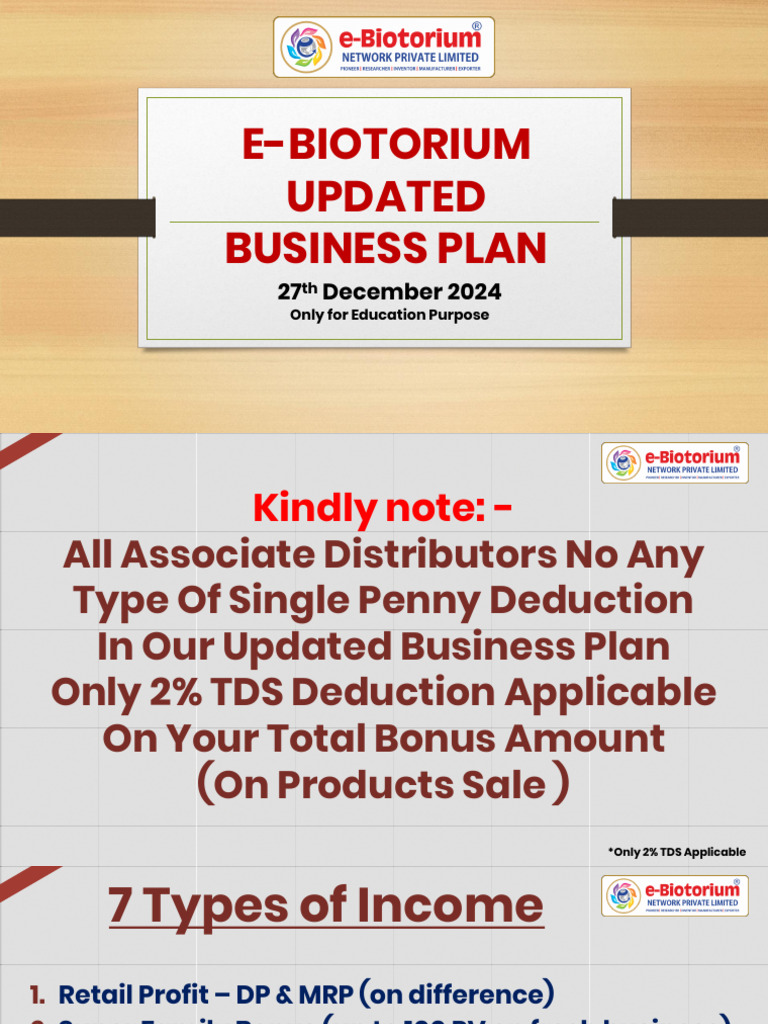 E-Biotorium New Updated Business Plan 31.12.2024 | PDF | Taxes ...