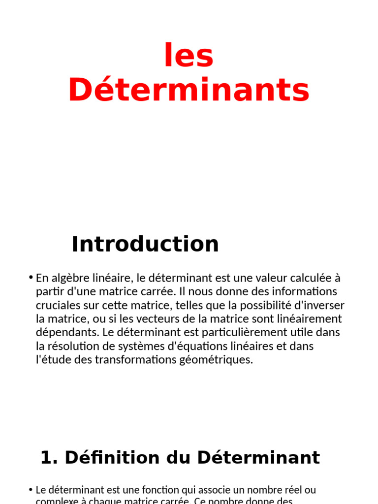Définition et Calcul du Déterminant | PDF